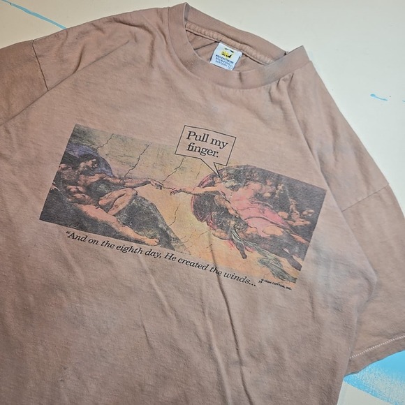 high cotton | Shirts | Vtg High Cotton L Pull My Finger Shirt Brwn ...